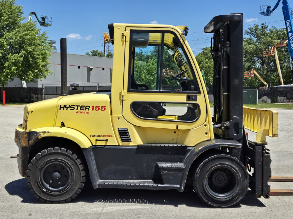 2018 HYSTER H155FT 15500 LB DIESEL FORKLIFT PNEUMATIC 106/133" 2 STAGE MAST SIDE SHIFTING FORK ...