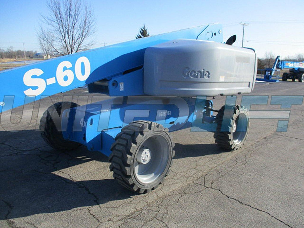 2007 GENIE S60 TELESCOPIC BOOM LIFT AERIAL LIFT 60' REACH DIESEL 4WD 3 ...